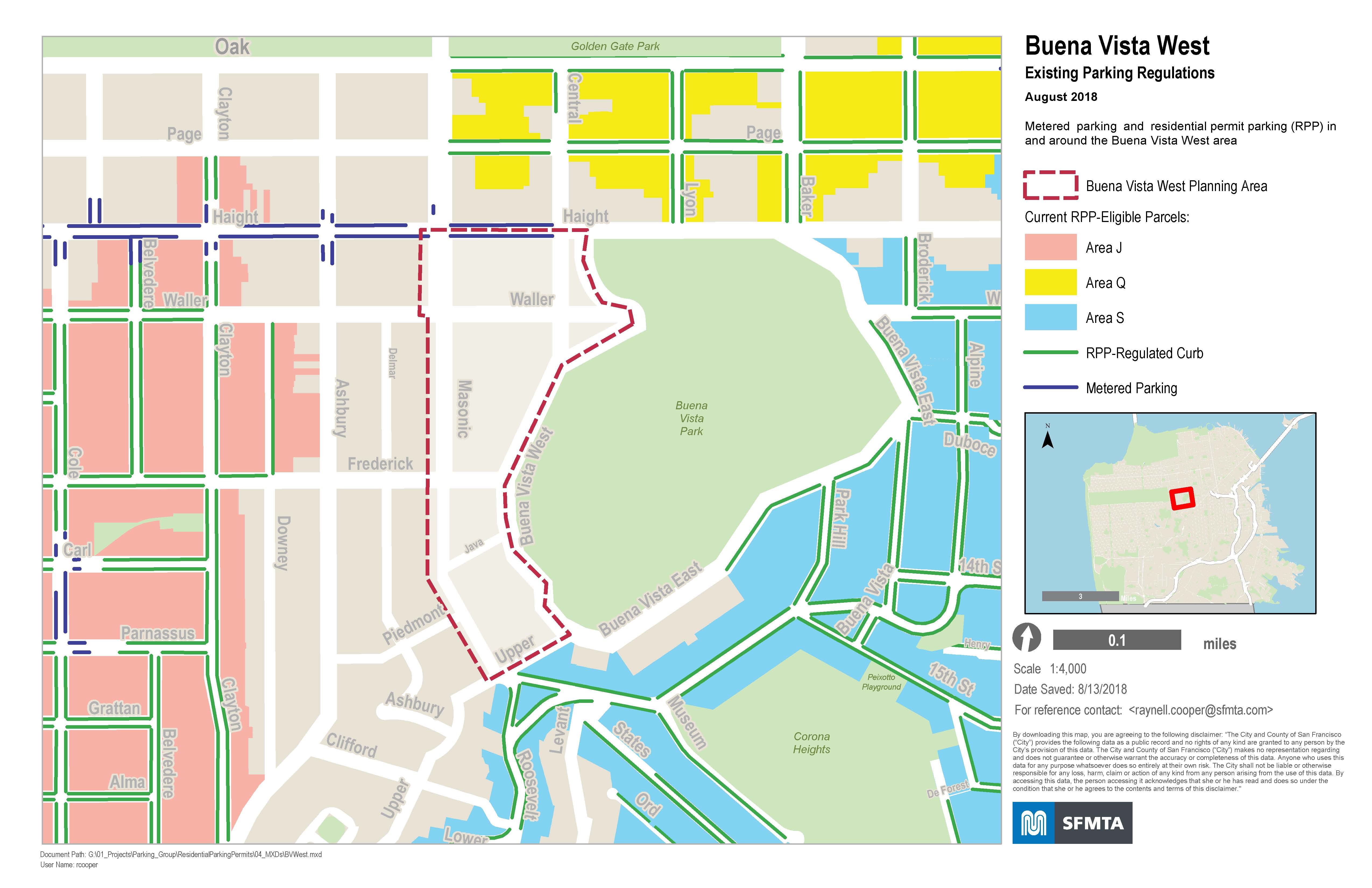 Buena Vista West Existing Parking Regulations Map | SFMTA