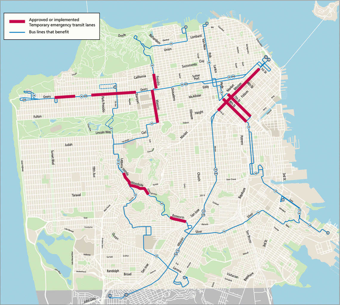 Temporary Emergency Transit Lanes Maps | SFMTA